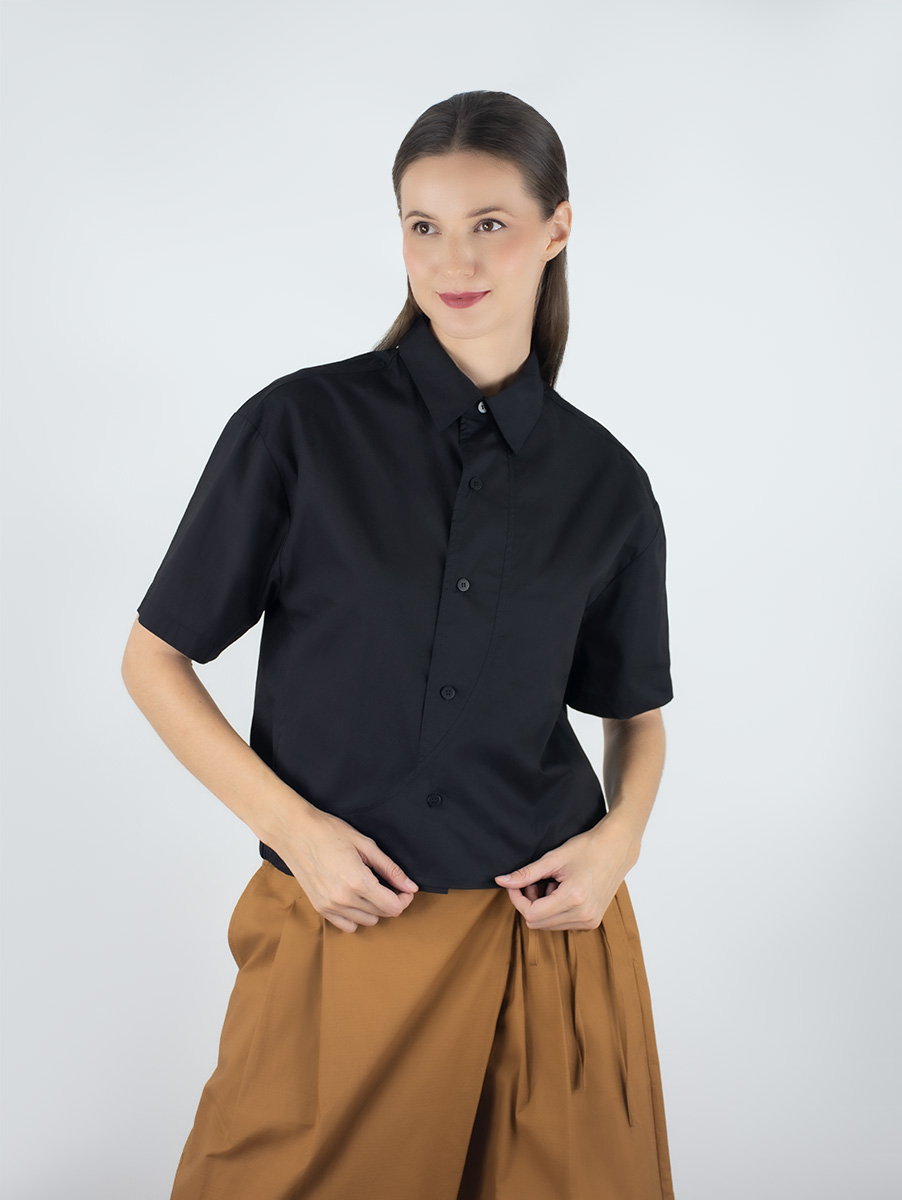 Thea Curve Flap Button-Up – Echo